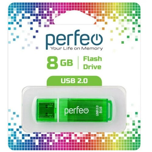 USB Флеш-накопитель USB накопитель Perfeo 8GB C13 Green
