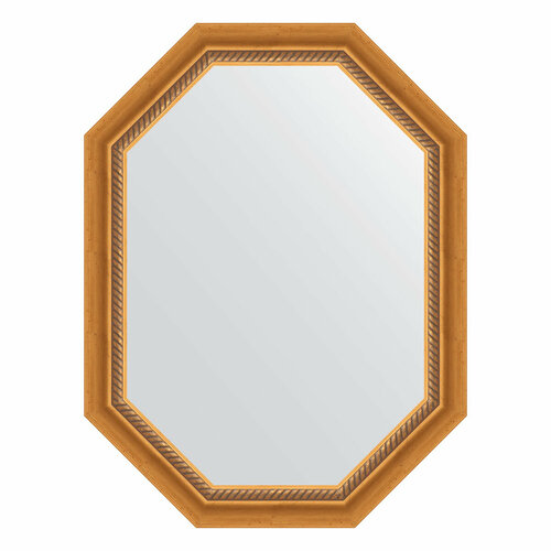 Зеркало настенное Polygon EVOFORM в багетной раме состаренное золото с плетением, 63х83 см, для гостиной, прихожей, спальни и ванной комнаты, BY 7107
