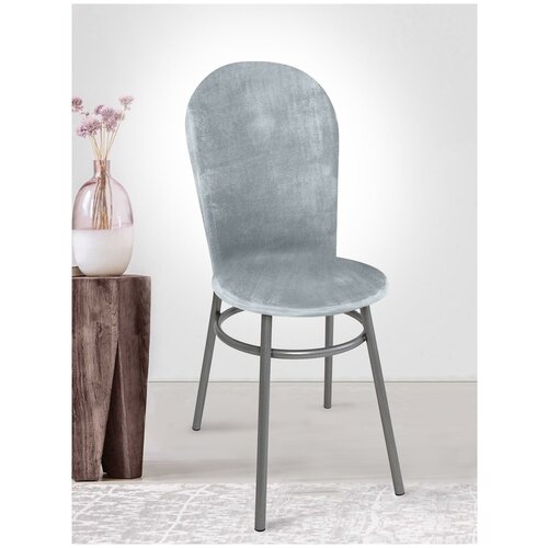 Чехол на венский стул Бруклин с круглым сиденьем светло-серый