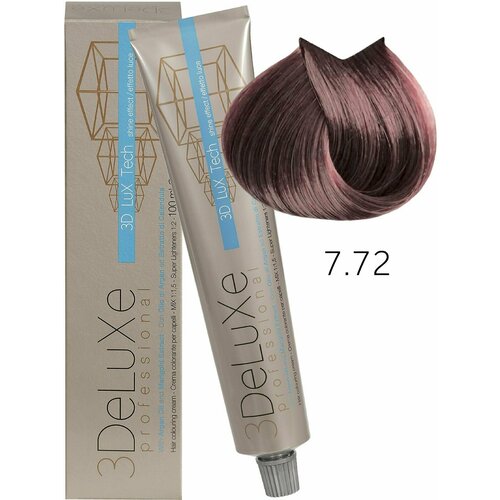 3Deluxe крем-краска для волос 3D Lux Tech The Metals, 7.72 блондин коричнево-перламутровый, 100 мл
