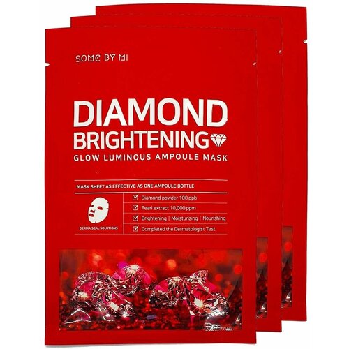 SOME BY MI Ампульная тканевая маска для лица с алмазной пудрой DIAMOND BRIGHTENING GLOW LUMINOUS AMPOULE MASK 10шт 25 мл