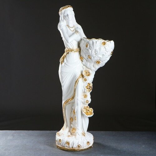 Хорошие сувениры Фигура с кашпо "Лесная фея" бело-золотистый, 35х85х35см