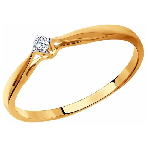 Кольцо помолвочное SOKOLOV, красное золото, 585 проба, бриллиант, размер 15