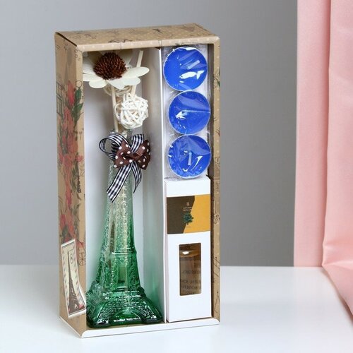 Набор подарочный "Париж": ваза, свечи, аромамасло сандал, декор, "Богатство Аромата"