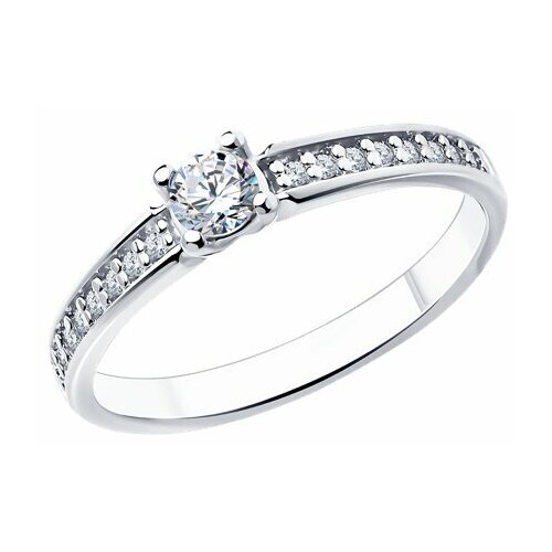 Кольцо помолвочное Diamant, серебро, 925 проба, фианит, размер 17, белый