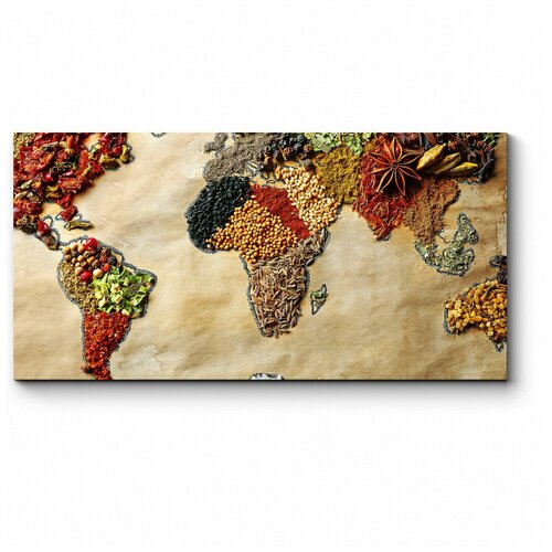 Модульная картина Пряная карта мира 150x75