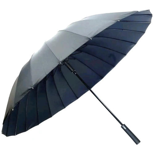 Зонт-трость полуавтомат, 2 сложения, купол 102 см, 24 спиц, деревянная ручка, система «антиветер», чехол в комплекте, черный