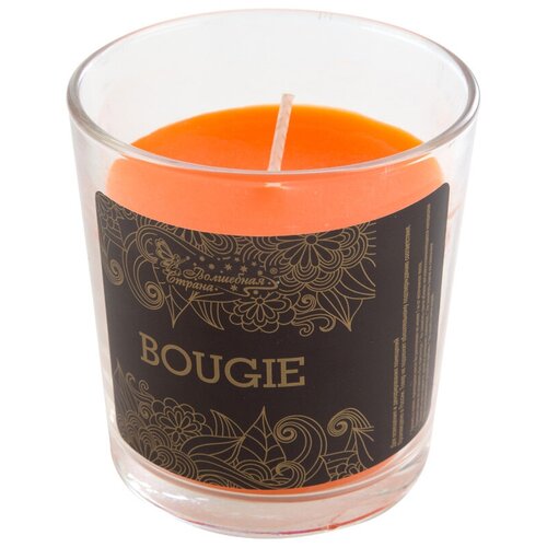 Свеча интерьерная ароматическая в стакане "Манго", парафин, время горения - 20 ч, размер 9,2*7,6*7,6 см, цвет - оранжевый