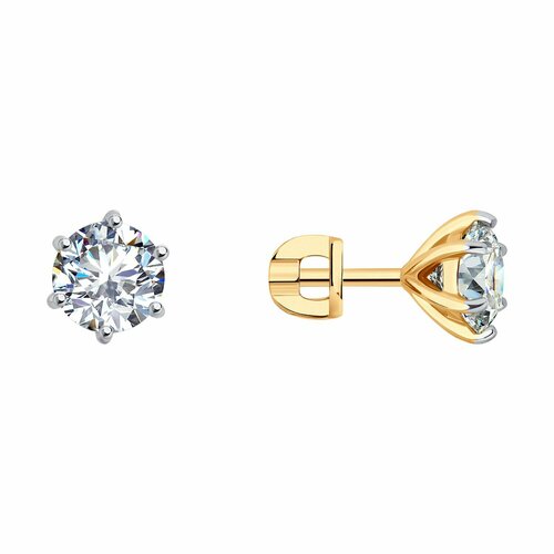 Серьги пусеты Diamant online, золото, 585 проба, фианит, бесцветный
