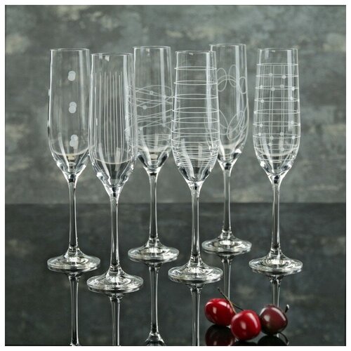 Набор бокалов для шампанского Bohemia Crystal «Виола. Elements», 190 мл, 6 шт