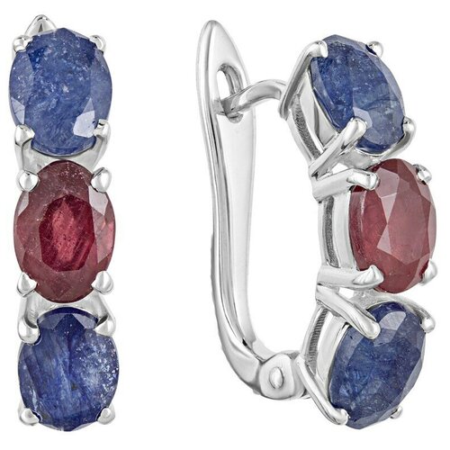 Серьги Lazurit Online, серебро, 925 проба, родирование, сапфир
