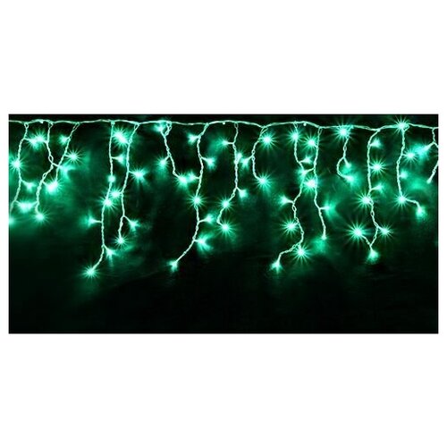 Светодиодная бахрома 3.1*0.5 м, 150 зеленых LED ламп, белое мерцание, прозрачный ПВХ, соединяемая, IP44, BEAUTY LED