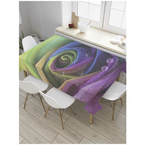 Скатерть прямоугольная JoyArty на кухонный стол "Цветочная спираль" из оксфорда, 180x145 см