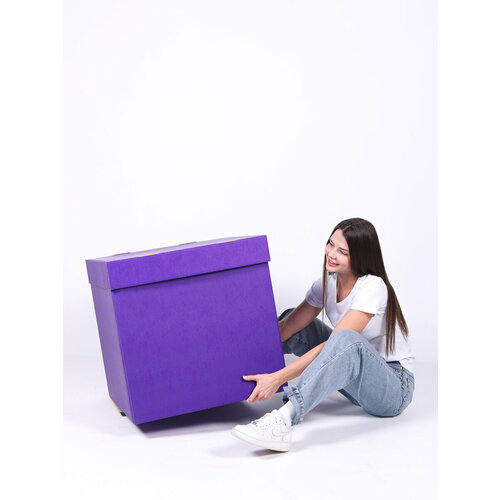 Коробка сюрприз для воздушных шаров мосшар, 60х60х60 см, лиловая