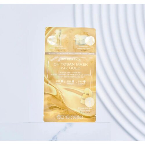 Etre Belle Golden Skin 3-Step Fleece Mask/ 3-х шаговая маска по уходу за лицом "Золото+Икра"/ Маска/ Сыворотка для лица/ Крем для лица