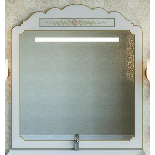 Зеркало с подсветкой Misty Milano -100 белая патина/декор