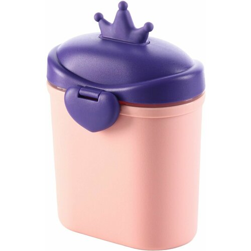 Контейнер для хранения детского питания "Корона", с крышкой и мерной шкалой, прямоугольный глубокий для сухой смеси, ложка в комплекте, 800 мл, цвет розово-сиреневый, посуда для малышей
