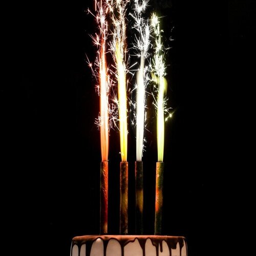 Свечи фонтаны для торта "Неон", 17,5 см, 60 секунд, цветное пламя, 4 шт