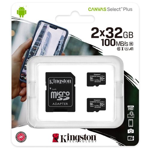 Флеш карта microSDHC 32GB microSDXC Class10 Kingston Class10 UHS- I Canvas Select up to 100MB/s с адапт.
