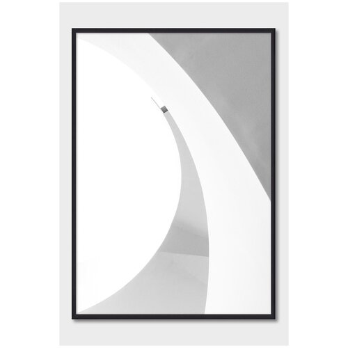 Черно-белый постер на стену для интерьера Postermarkt Геометрия архитектуры, постер в черной рамке 40х50 см, постеры картины для интерьера в черной рамке