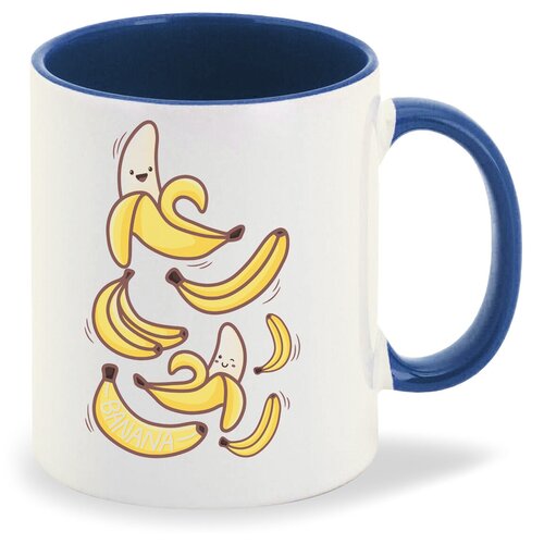 Кружка лазурный CoolPodarok Илюстрация Весёлые бананы