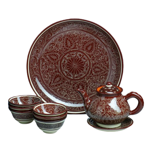 Чайный сервиз Шафран Риштанская Керамика 2245459, 6 персон, 9 предм.