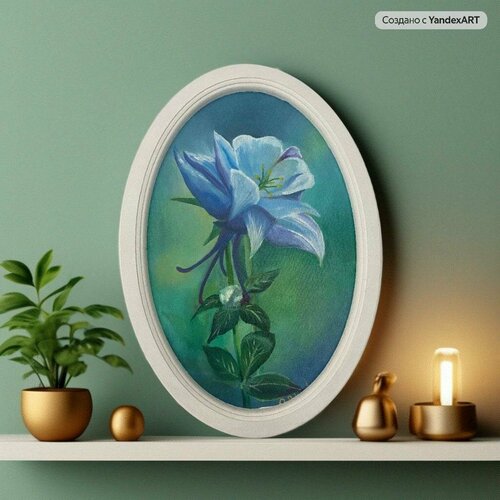 Картина ручной работы «Голубой цветок», 30х20 см, холст, масло