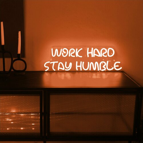 Табличка неоновая work hard stay humble, 69х23 см