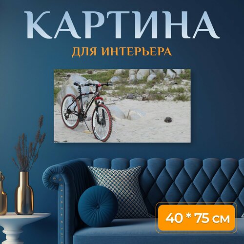 Картина на холсте "Велосипед, велоспорт, байкер" на подрамнике 75х40 см. для интерьера