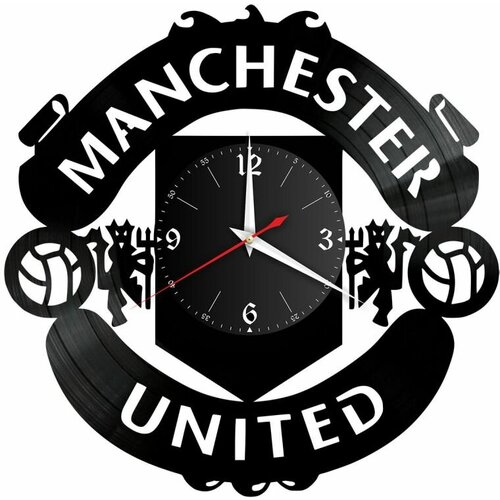 Часы из винила Redlaser "ФК Манчестер Юнайтед (Manchester United), футбольный клуб" VW-10545