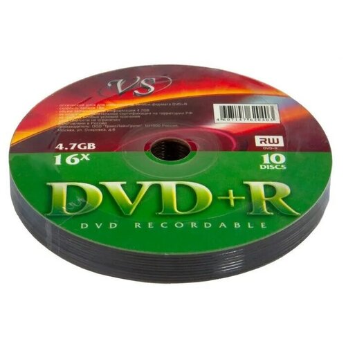 VS Диск для записи, DVD-R 4,7 GB 16x Shrink/10