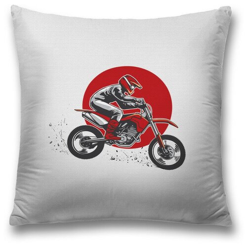 Наволочка декоративная на молнии, чехол на подушку JoyArty "Мотоциклист" 45х45 см