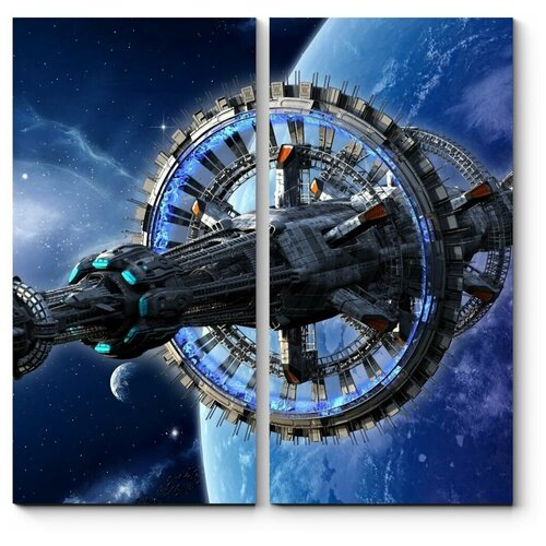 Модульная картина Фантастический космический корабль100x100