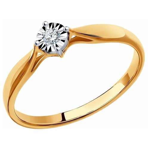 Кольцо помолвочное SOKOLOV, комбинированное золото, 585 проба, бриллиант, размер 17