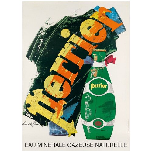 Постер / Плакат / Картина Рекламный плакат - Минеральная вода Perrier 50х70 см в подарочном тубусе