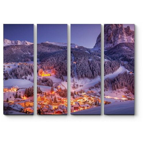 Модульная картина Зимняя деревня в Доломитах, Италия 170x128