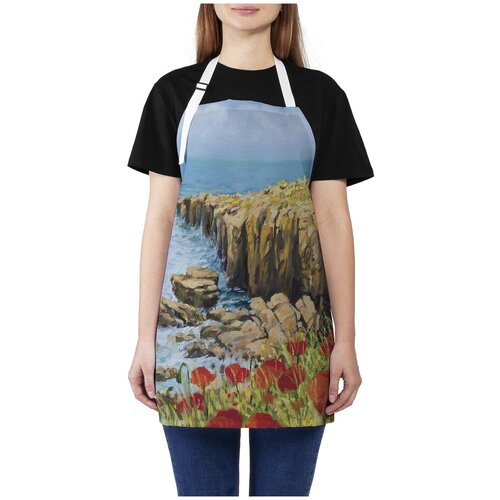 Фартук женский JoyArty для готовки "Скальные морские цветы", универсальный размер