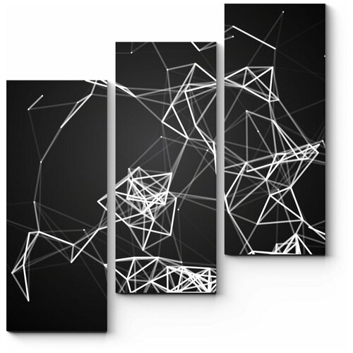 Модульная картина Сияющие линии на черном 60x64