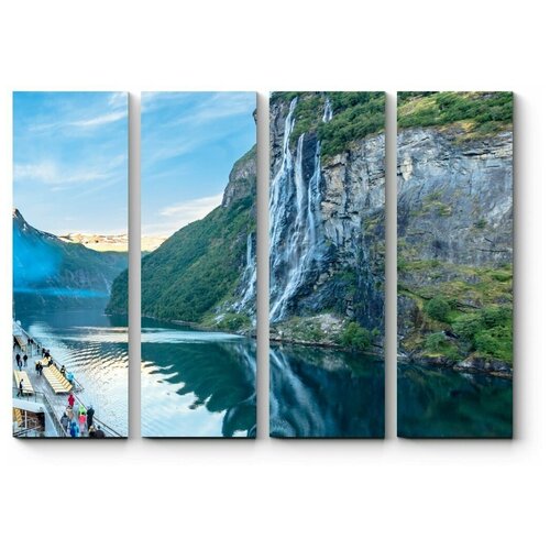Модульная картина Водопад 7 сестер в норвежских фьордах 130x98