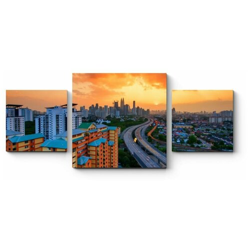 Модульная картина Пылающий закат над Куала-Лумпур120x51
