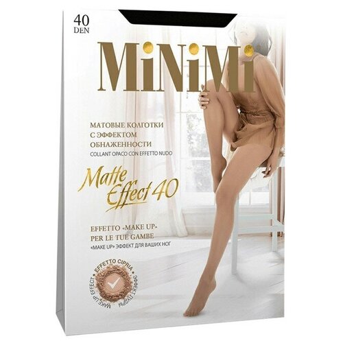 Колготки MiNiMi Matte Effect, 40 den, размер 4, бежевый, черный