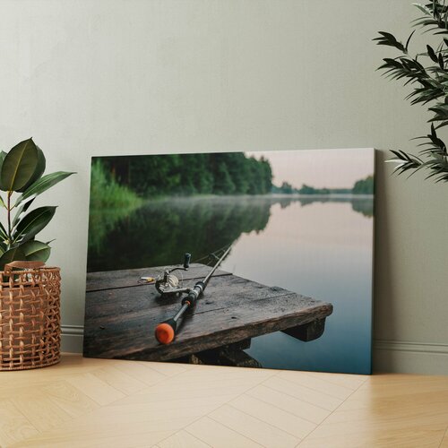 Картина на холсте (рыбалку спиннинг удочка) 60x80 см/для интерьера/в комнату/на стену/в подарок