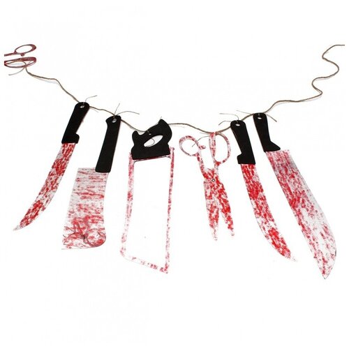 Декорация на хэллоуин: Гирлянда на Хэллоуин с окровавленными ножами, 2.29 м (8565)