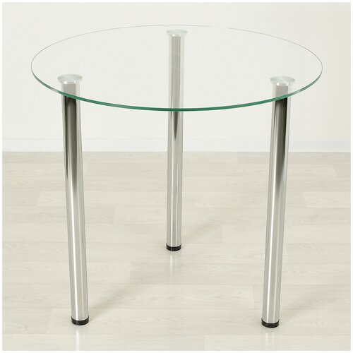 Стеклянный обеденный стол Эдель 18-3 прозрачный/хром D70