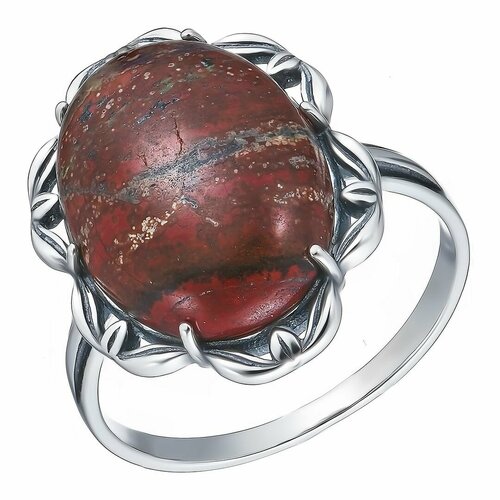 Перстень UVI Ювелирочка Серебряное кольцо 925 пробы с Яшмой, серебро, 925 проба, оксидирование, яшма, размер 19, серебряный