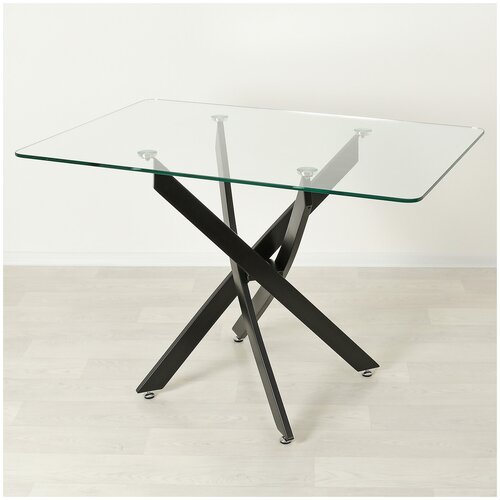 Стеклянный стол для кухни Рим 10 прозрачный/черный (1100х700 мм)