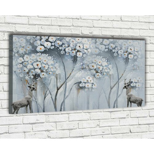 Картина на стену для интерьера на натуральном холсте "Цветы" 60*100 см ДоброДаров Крепления в подарок / Большой размер Ф0246
