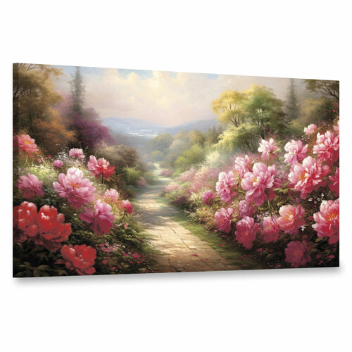 Интерьерная картина 100х60 "Пионы: садовая сказка"