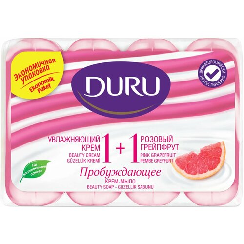 Крем-мыло Duru 1+1 Увлажняющий крем и Розовый грейпфрут 80г*4шт
