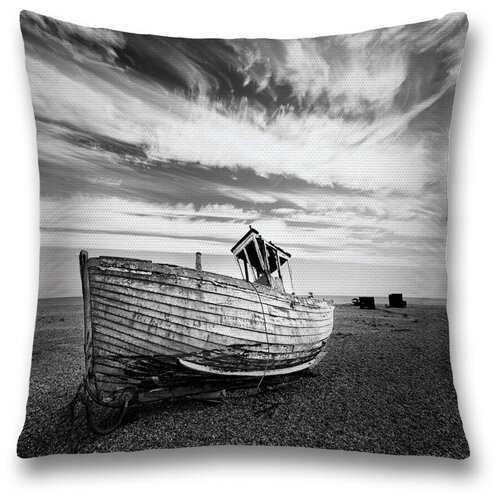 Наволочка декоративная на молнии, чехол на подушку JoyArty "Старая лодка" 45х45 см
